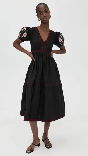 Fanm Mon Gana Embroidered Midi Dress