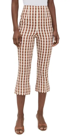 Faithfull The Brand Valeria Capri Pants In Gingham Check - Gingham Cedar