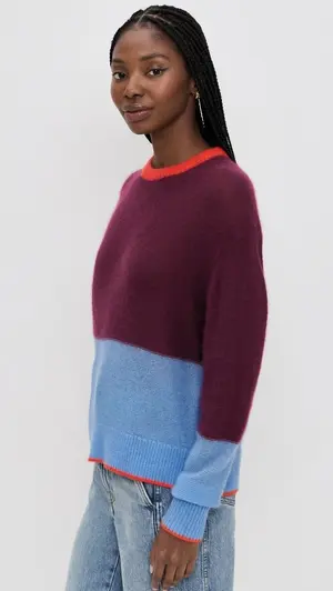 APIECE APART Color Blocked Cashmere-silk Knit Sweater