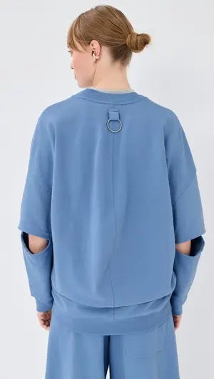 Tibi Cocoon Crewneck Sweatshirt - Light Blue