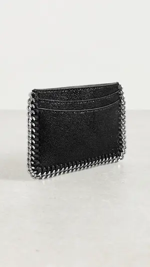 Stella McCartney Falabella Vegan Shaggy Deer Flat Card Holder - Black