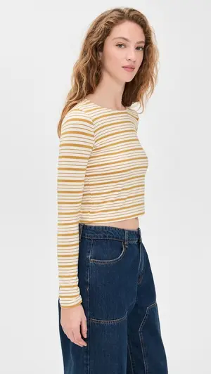 LE BOP Striped Long Sleeve Tee - Yellow/ivory