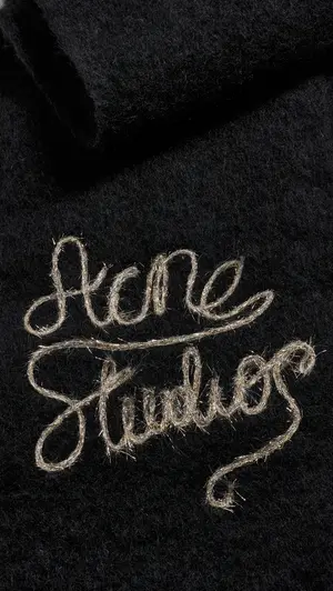 Acne Studios Vally Solid Embroidered Winter Scarf - Black