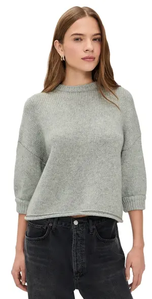 Secular 3/4 Sleeve Crew Neck Sweater