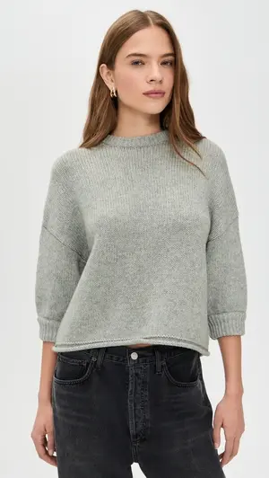 Secular 3/4 Sleeve Crew Neck Sweater