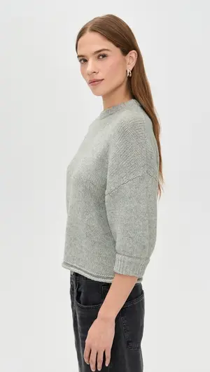 Secular 3/4 Sleeve Crew Neck Sweater