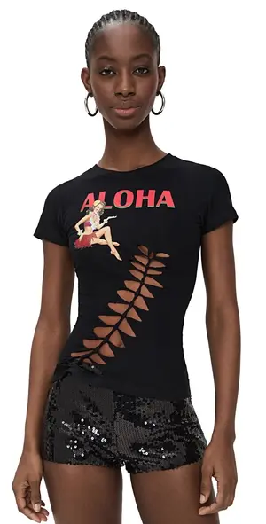 LESLIE AMON Aloha Graphic Tee