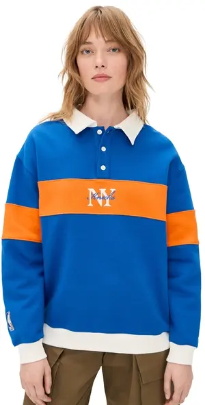 NEW YORK OR NOWHERE Knicks Rafters Polo Sweatshirt - Royal Blue