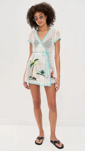 Staud Spritz Crochet Mini Dress