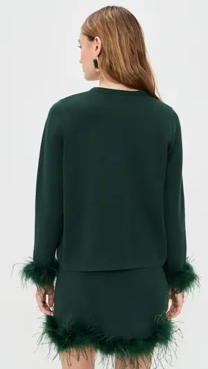 NEVER FULLY DRESSED Jamie Feather Trimmed Sweater