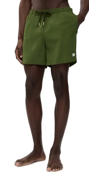 BATHER Solid Swim Trunks - Olive