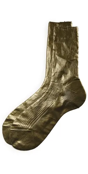 Maria La Rosa Laminated Ribbed Socks - Bosco