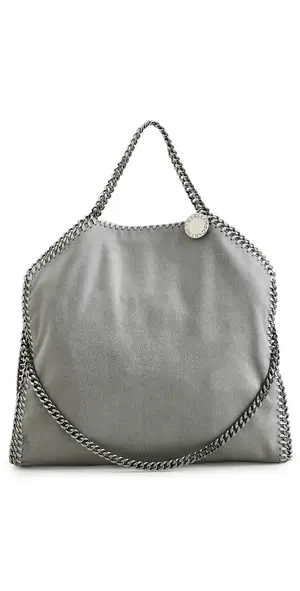 Stella McCartney Falabella Vegan Shaggy Deer Fold Over Tote Bag - Light Grey