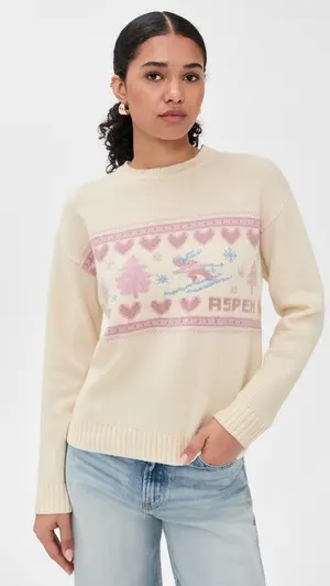 LoveShackFancy Francie Fair Isle Wool Sweater - Apres Ivory