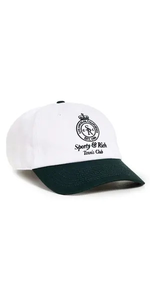 SPORTY & RICH Crown Tennis Cap - White/forest