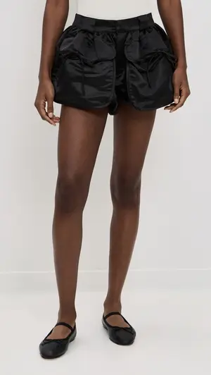 Sea Loraine Satin Bubble Shorts - Black