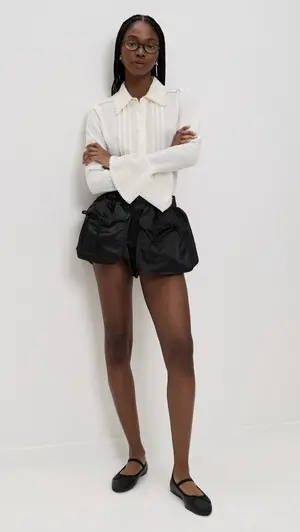 Sea Loraine Satin Bubble Shorts - Black