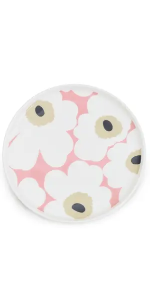 Marimekko Oiva Unikko Plate - Off White/pink/sand/charcoal