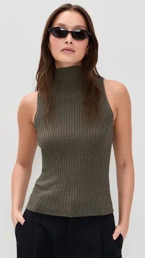 LESET Blake Rib Sleeveless Turtleneck