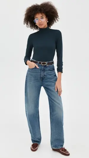 JAMIE HALLER The Mock Neck Tee - Navy