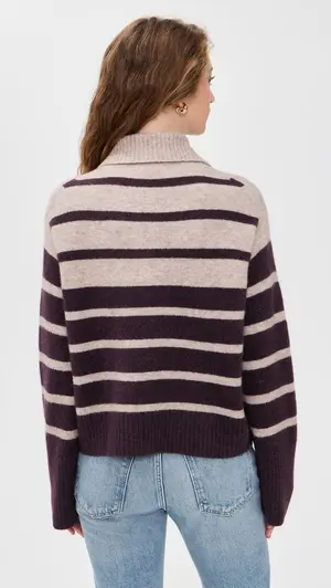 Madewell Striped Polo Sweater - Black Iris Stripe