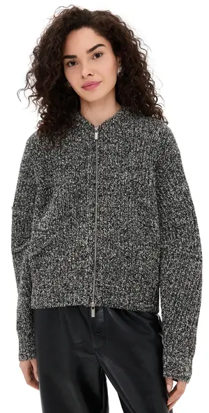 Helmut Lang Marled Zip-up Knit Top