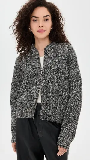 Helmut Lang Marled Zip-up Knit Top