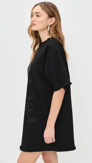 MARQUES' ALMEIDA Floral Print Crewneck T-shirt Dress