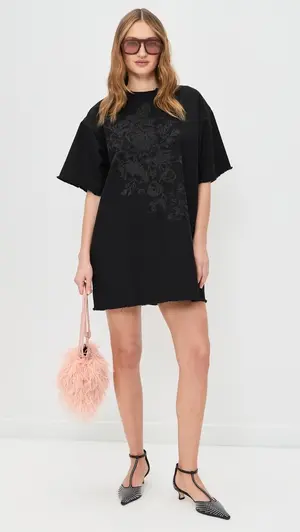 MARQUES' ALMEIDA Floral Print Crewneck T-shirt Dress