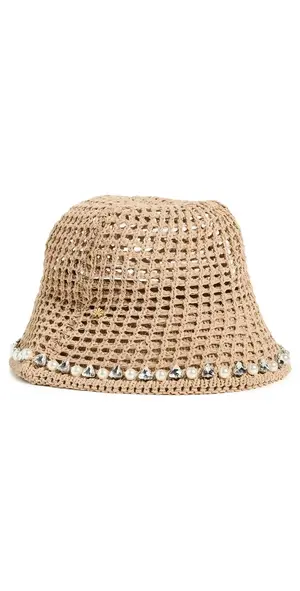Lele Sadoughi Embellished Bucket Hat - Natural
