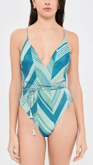 Devon Windsor Geometric One-piece Swimsuit - Glacier