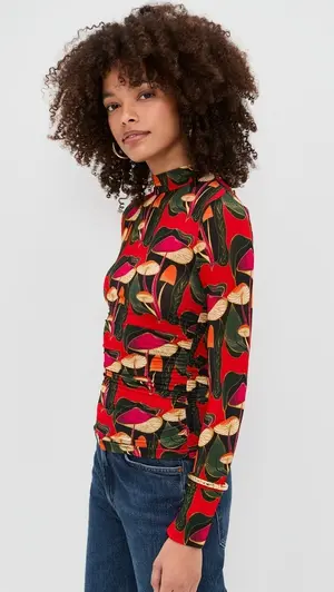 Farm Rio Printed Jersey Blouse
