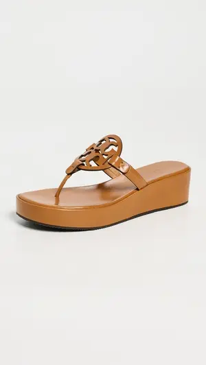 Tory Burch Miller Wedge Sandals - Walnut