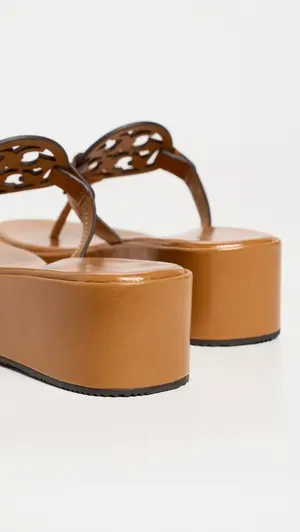 Tory Burch Miller Wedge Sandals - Walnut