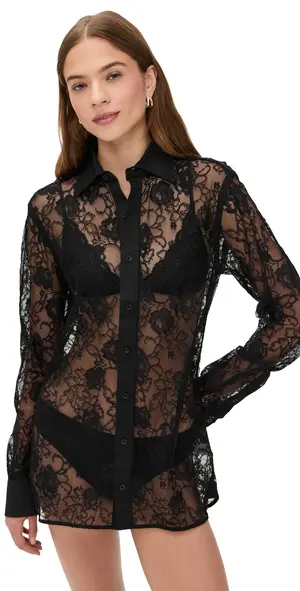 Fleur Du Mal Juliet Lace Button-down Shirt