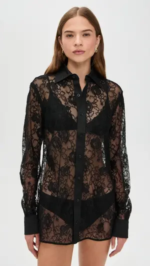 Fleur Du Mal Juliet Lace Button-down Shirt