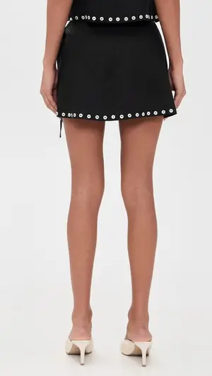 Staud Zandra Linen Mini Skirt - Black
