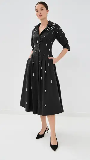 Simkhai Jazz Embellished Pintuck Midi Dress