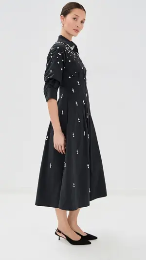Simkhai Jazz Embellished Pintuck Midi Dress
