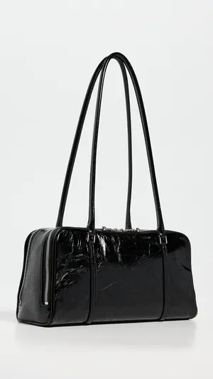 Tory Burch Crinkle Leather Small Marshmallow Satchel - Black