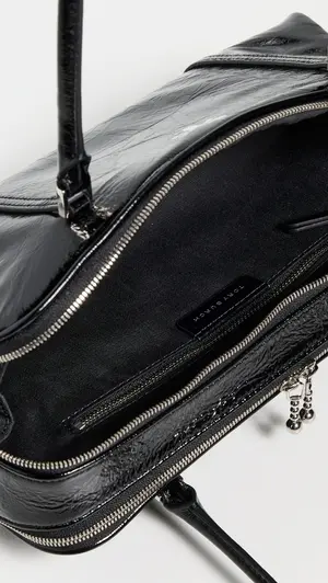 Tory Burch Crinkle Leather Small Marshmallow Satchel - Black
