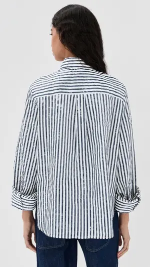 TWP Striped Sequined Shirt