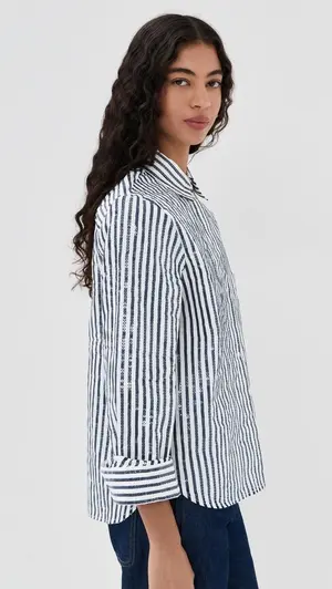 TWP Striped Sequined Shirt