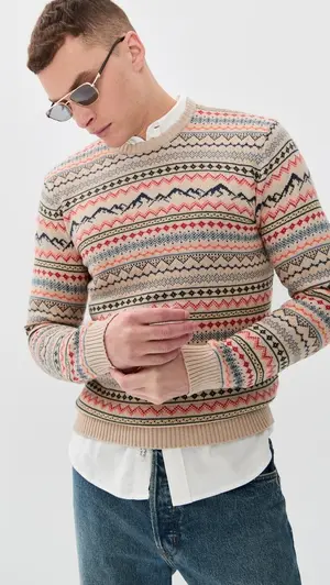 Marine Layer Fair Isle Crewneck Sweater