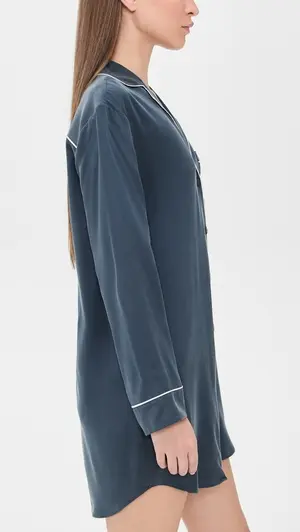 Lunya Long Sleeve Silk Shirt Dress