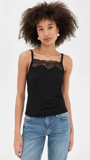 RE/DONE Lace Trimmed Ribbed Cami
