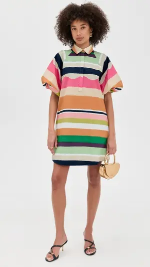 DE LORETA Mini Stripe Dress