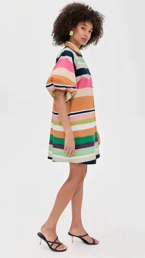 DE LORETA Mini Stripe Dress