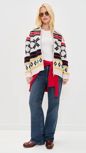 OGD ONE GREY DAY Marisol Fair Isle Knit Jacket