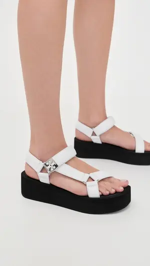 Tory Burch Mellow Platform Sandals - Optic White/silver/black